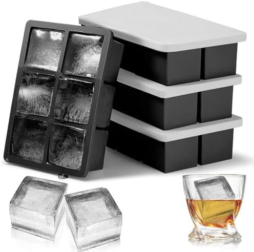 Amazon.com: Large Silicone Ice Cube Trays, 6 Grid Square Ice Trays for ...