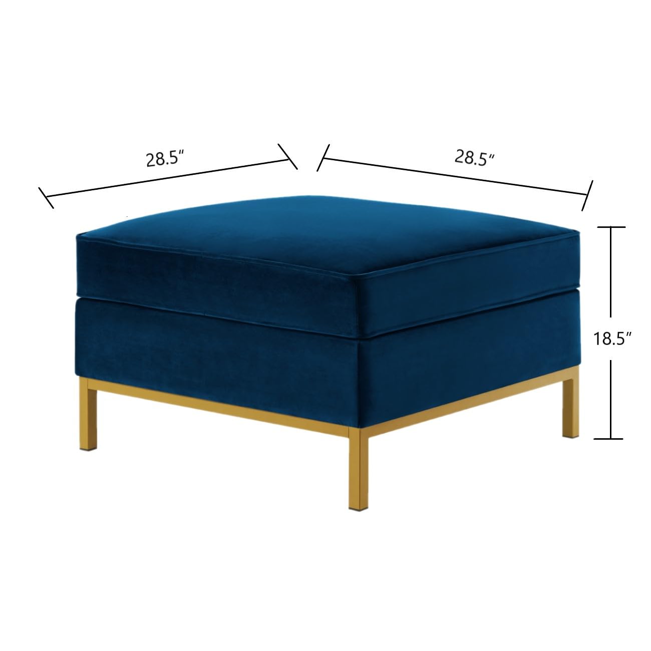 Snapklik.com : 24KF Large Square Couch Ottoman, Velvet Ottoman