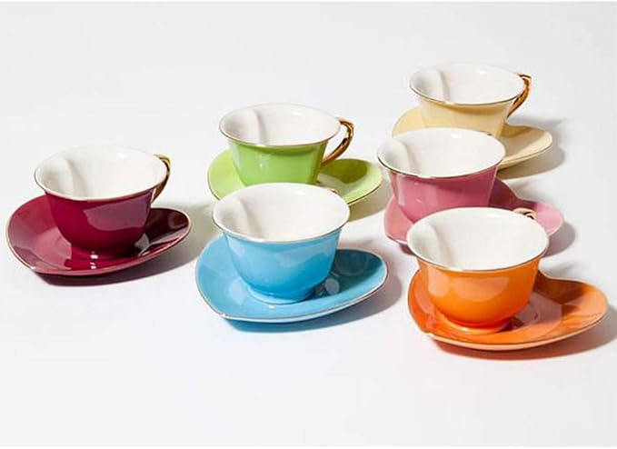 Amazon.com: Classic Coffee & Tea Inside Out Heart Cups & Saucers, Set ...