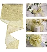 Amazon.com: HUIHUANG Champagne Wired Ribbon 2-1/2", Glitter Diamond ...