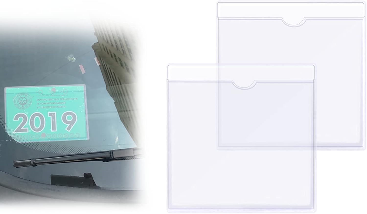 SIYUPU Parking Permit Holder Car Windscreen, 2 PCS Self Adhesive Square ...