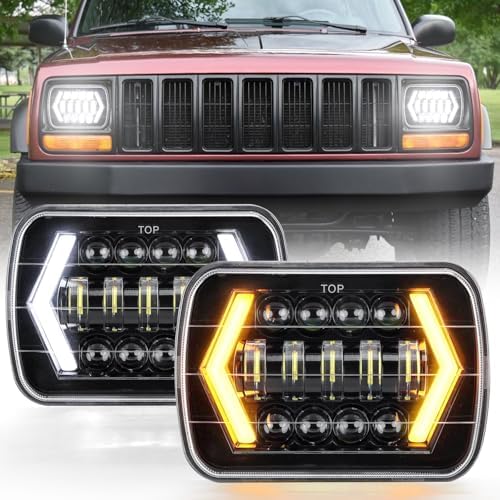 Amazon.com: Auxbeam 5x7 7x6 LED Headlights Black with DRL & Turn Signal ...