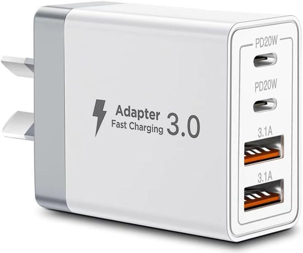 USB C Fast Charger, 40W Dual USB-C Wall Charger, 4-Port 20W USB C Power ...