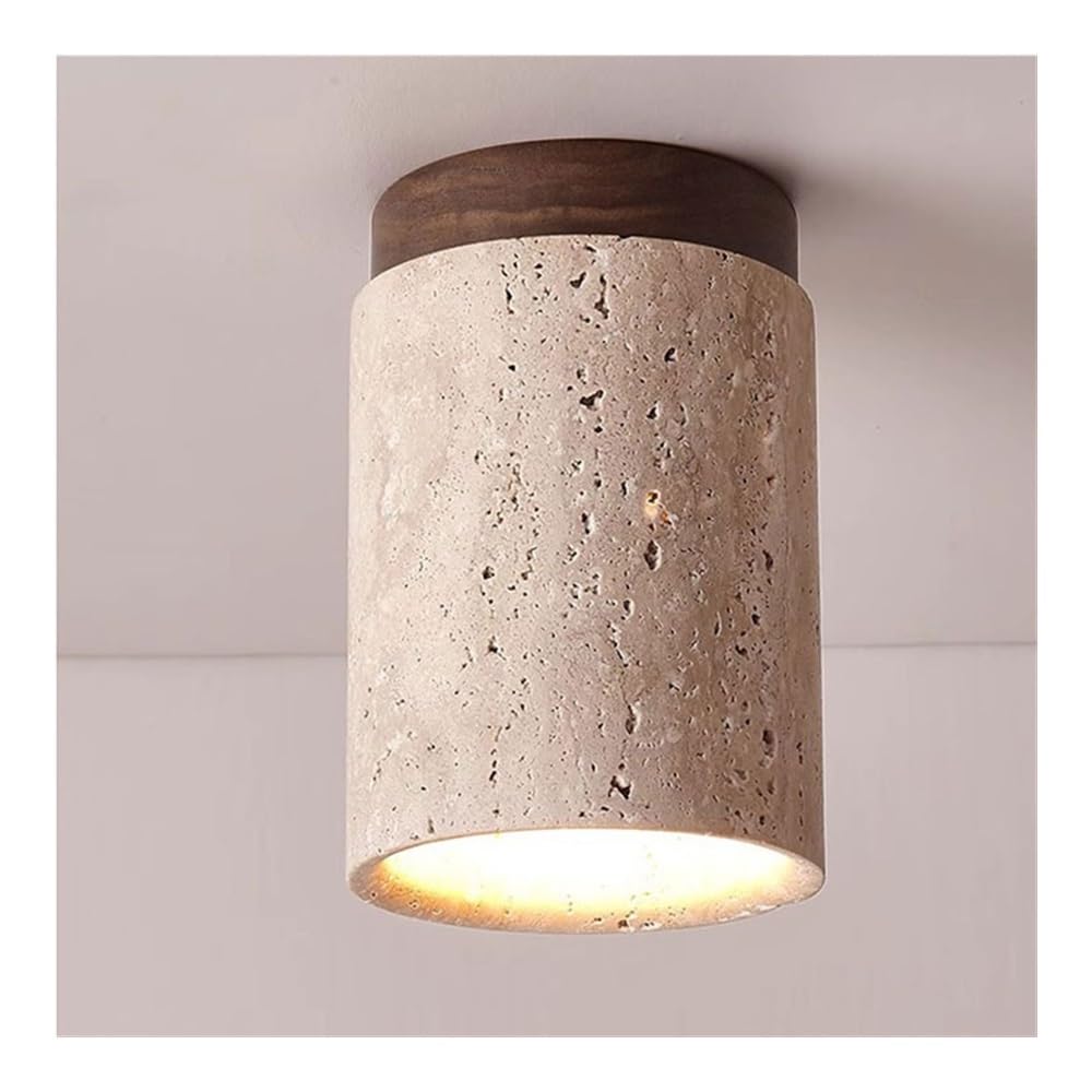 Rustic Retro Yellow Travertine Stone Ceiling Light, Farmhouse Indoor ...