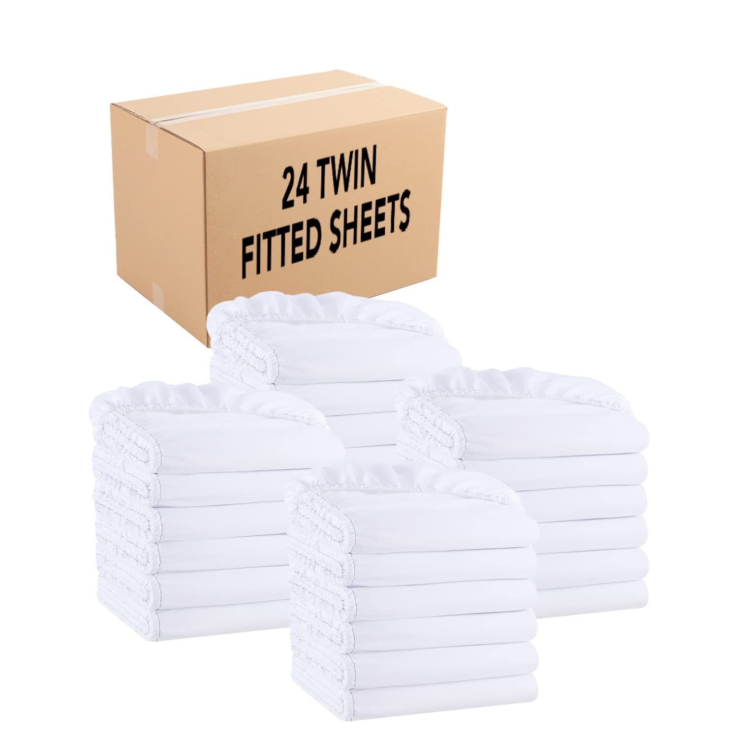 Amazon.com: Arkwright Bulk Twin Fitted Sheets - Case of 24 - Soft ...