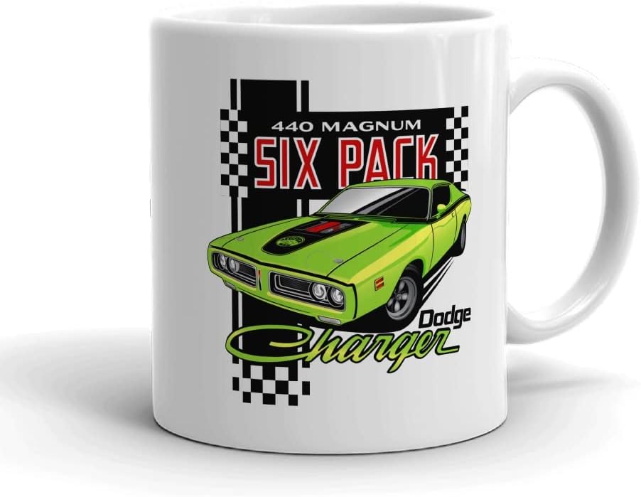 Amazon.com | Dodge Charger 440 Magnum Six Pack, 11 oz White Mug: Coffee ...