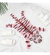 Amazon.com: Tiger Shaped Rug Bath Mat Pink Tiger Bathroom Rugs Non-Slip ...
