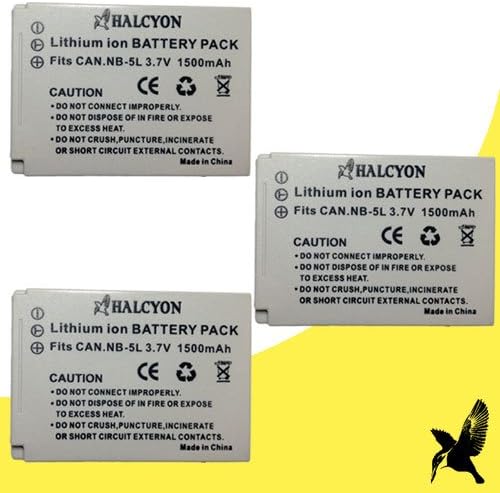 Amazon.com : Three Halcyon 1500 mAH Lithium Ion Replacement Battery for ...
