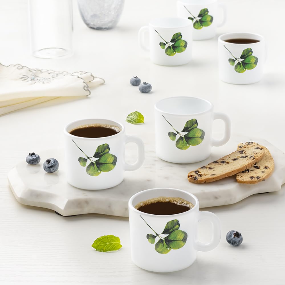 Larah by BOROSIL Oval Opalware Mug | Set of 6 Tea/Coffee Mugs, 100 ml ...