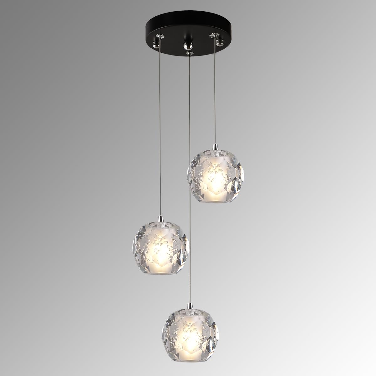 Yaskina 3 Lights Pendant Light Fixture, Black Cluster Pendant Lights ...