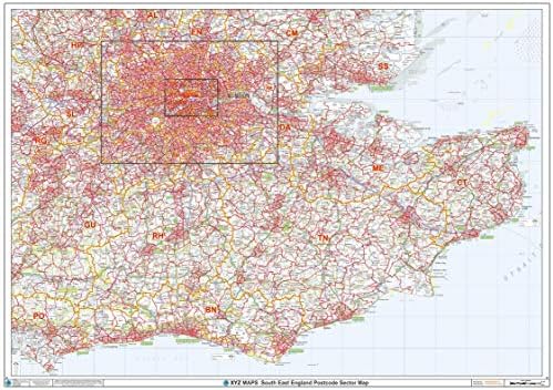 South East England Postcode Sector Wall Map (S4) - 47" x 33.25 ...