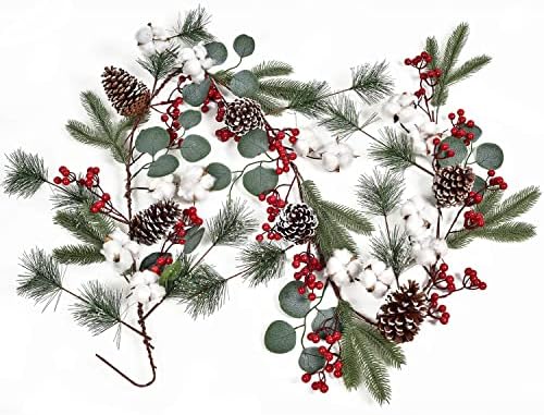 Amazon.com: 6' Long Snowy Artificial Pine and Cedar Christmas Garland ...