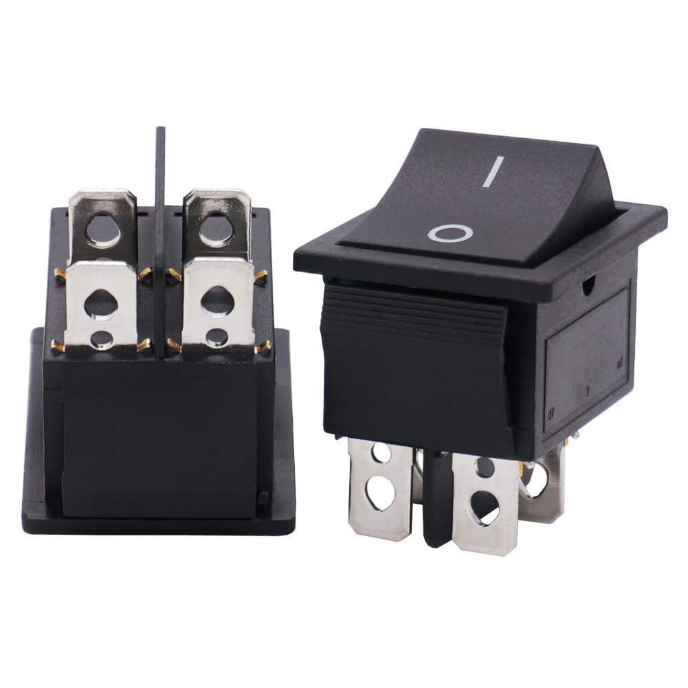 Unifizz 2Pcs Rocker Switch 4 Pins 2 Position ON/Off AC 10A/125V 6A/250V DPST Car Boat Black KCD4 ...