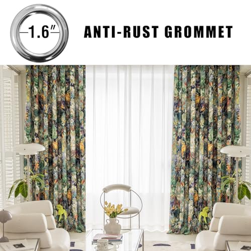 Vintage Painting Dark Green Floral Curtains