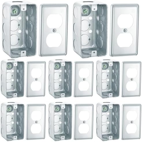 Copkim 8 Pcs Metal Electrical Box 4x2 Inch Square Electrical Box Silver ...