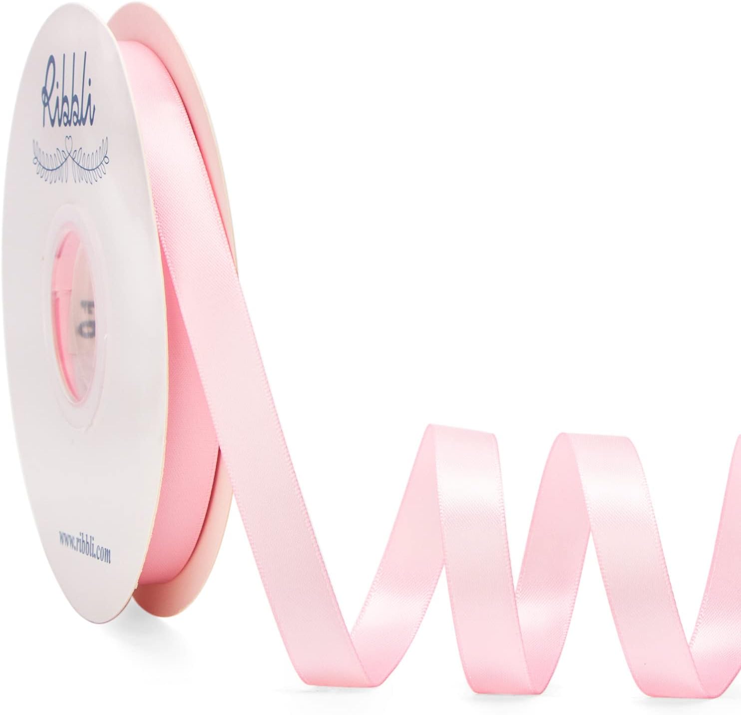 Amazon.com: Ribbli Light Pink Satin Ribbon Double Faced Satin 1/2 inch ...