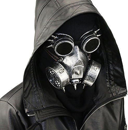 Amazon.com: HIBIRETRO Steampunk Metal Gas Mask with Goggles, Full Face ...