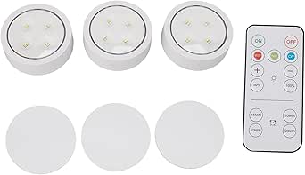 3Pcs LED Puck Lights with Remote Control Timer Off Settings Dimmable ...
