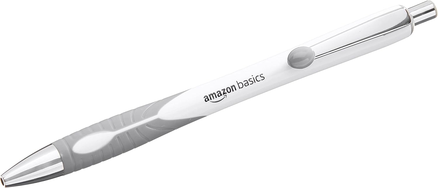 Brandclub - Amazon Basics Retractable Ballpoint Pens White Barrel ...