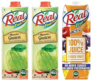 Real Masala Guava Fruit Juice - 1L (Pack of 2) & DABUR Real Activ 100% ...