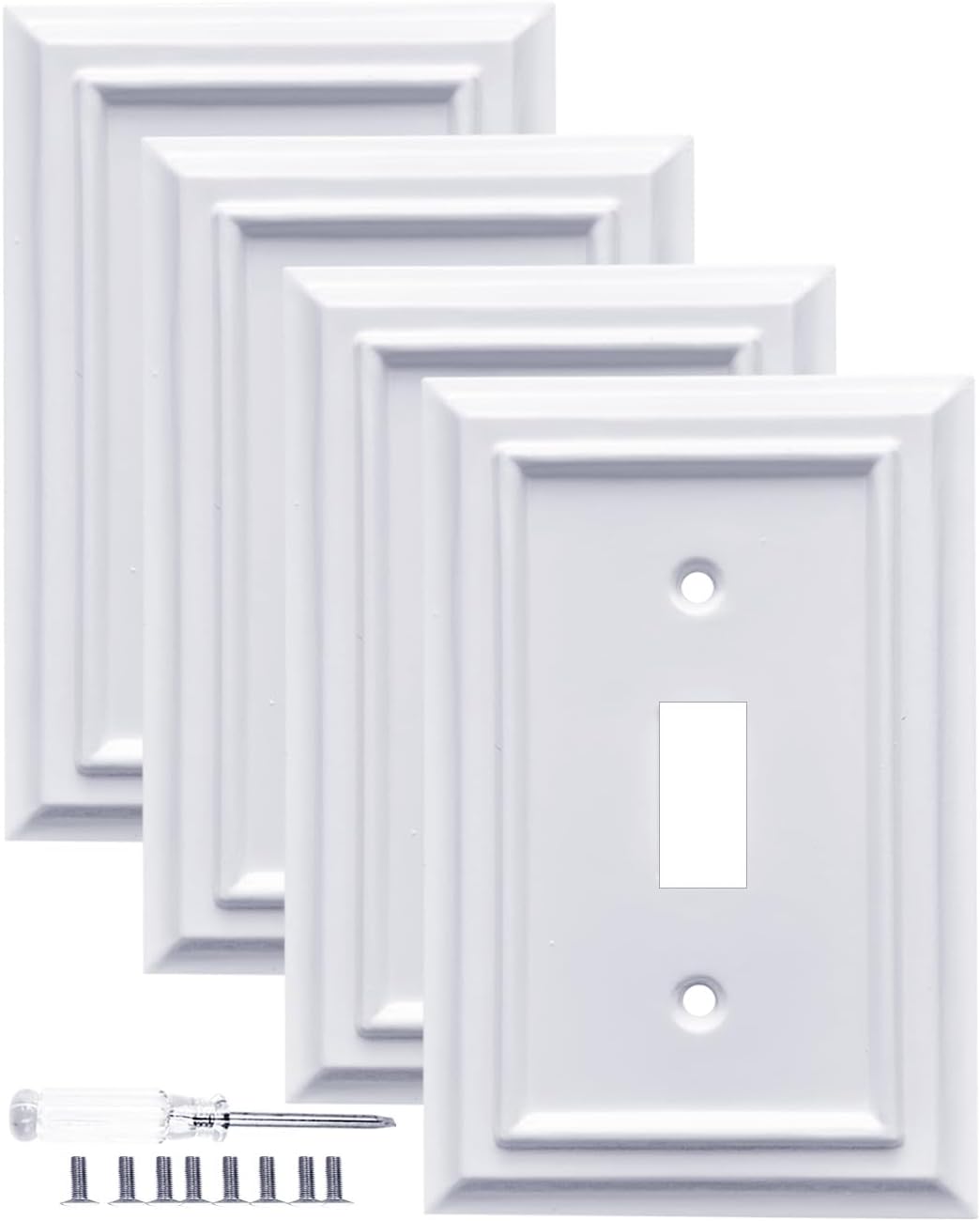 Pure White Decorative Outlet Covers Wall Plates, Bamboo Fiber Light ...