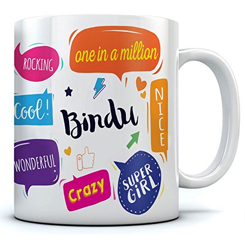 Buy Bindu Name Printed Ceramic Coffee Mug. 350 ml. Best Gift for ...