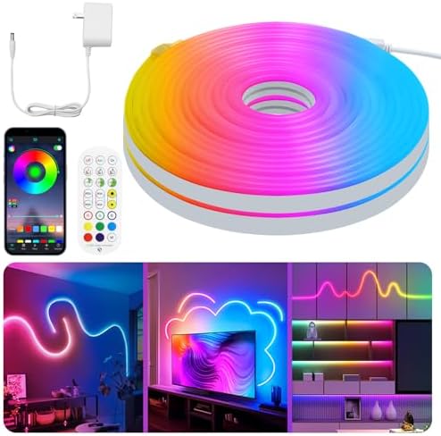 HOUHUI Neon Rope Lights 32.8Ft, 10M RGB LED Neon Rope Light with Remote ...