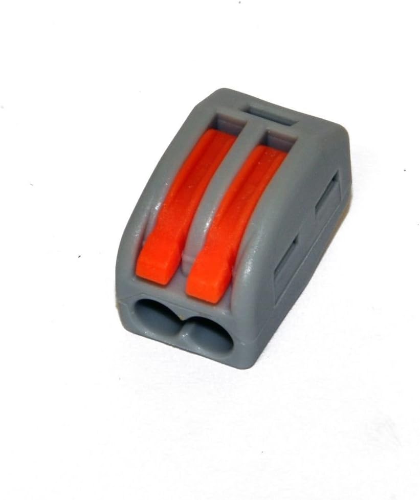 2 Way Wire Connector Reusable Spring Lever 100 Terminal Block Electric ...