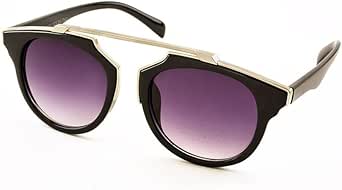 Amazon.com: Stacle Men's Geometric Browline Round Sunglasses Black ...