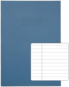Rhino 50 x A4 Light Blue Exercise Book 8mm Lined Feints & Margin 80 ...