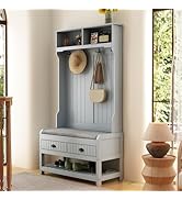 Amazon.com: WOODTIME Hall Tree with Bench and Shoe Storage, Multi ...