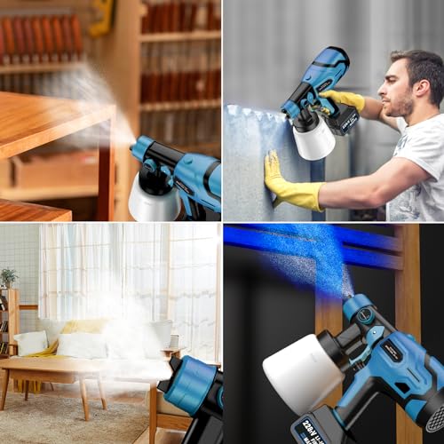 Snapklik.com : Cordless Paint Sprayer, 21V 4.0Ah Batteries, HVLP ...