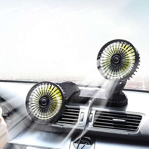 KUWUNG Car Fan Dual-Head 12V/24V, Car Fans Cooling Double Head ...