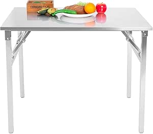 Amazon.com: ZONERUI Small Stainless Steel Folding Table, Portable Camp ...