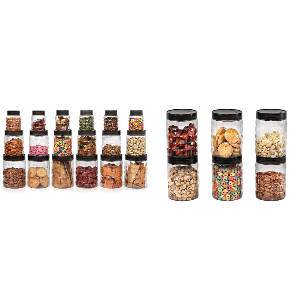 Buy Cello Checkers Plastic PET Canister Set, 18 Pieces, Clear with ...