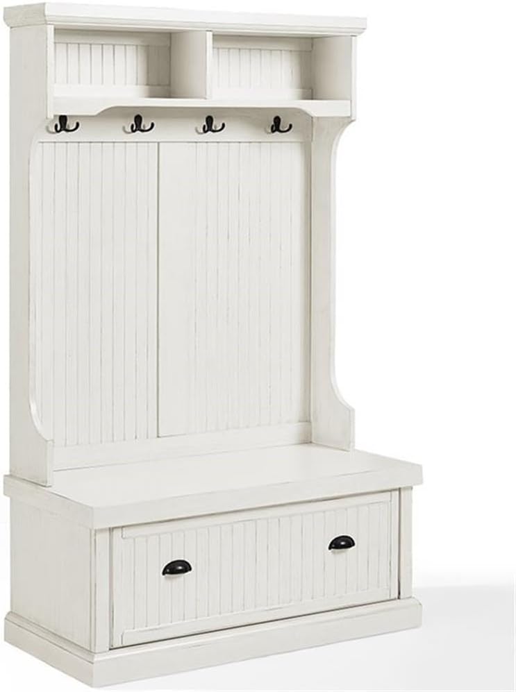 Amazon.com: Pemberly Row Hall Tree in Distressed White : Home & Kitchen