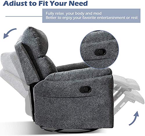 ANJ Swivel Rocker Fabric Recliner Chair - Reclining Chair Manual ...