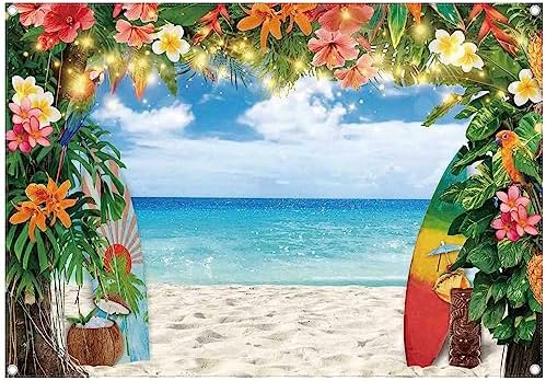 Amazon.com : Summer Beach Backdrop 7x5FT Tropical Palm Leaves Surfboard ...