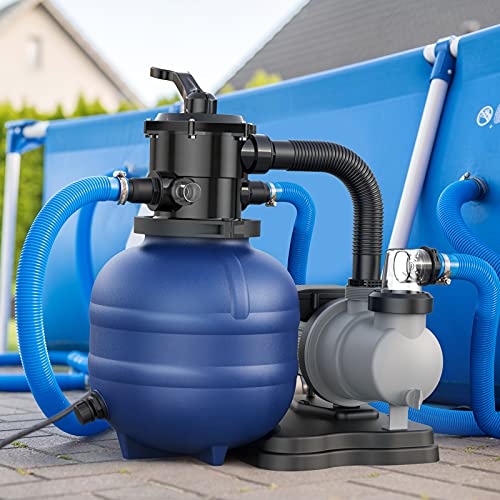 BLUBERY 13" Sand Filter with 1/3HP Prefilter Pump System, Handy 7-Way ...