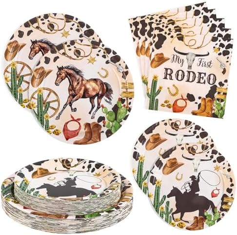 Amazon.com: CHUNNIN 48 Pcs Western Cowboy Paper Plates for Western ...