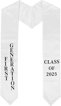 Amazon.com: First Generation Graduation Stole White Satin Sash Class of ...