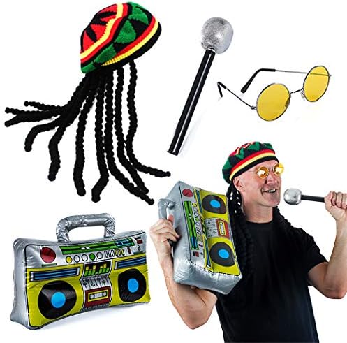 Amazon.com: Tigerdoe Rasta Hat with Dreadlocks - 4 Pc Set - Stoner ...