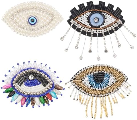 Amazon.com: INFUNLY 4Pcs Love Heart Eye Rhinestone Bead Patch 4.1x2.9in ...