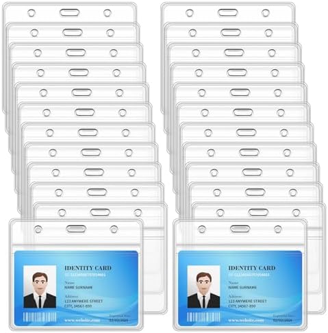 Amazon.com : YAGUAO 24 Pack Clear Horizontal Badge Holder Waterproof ...