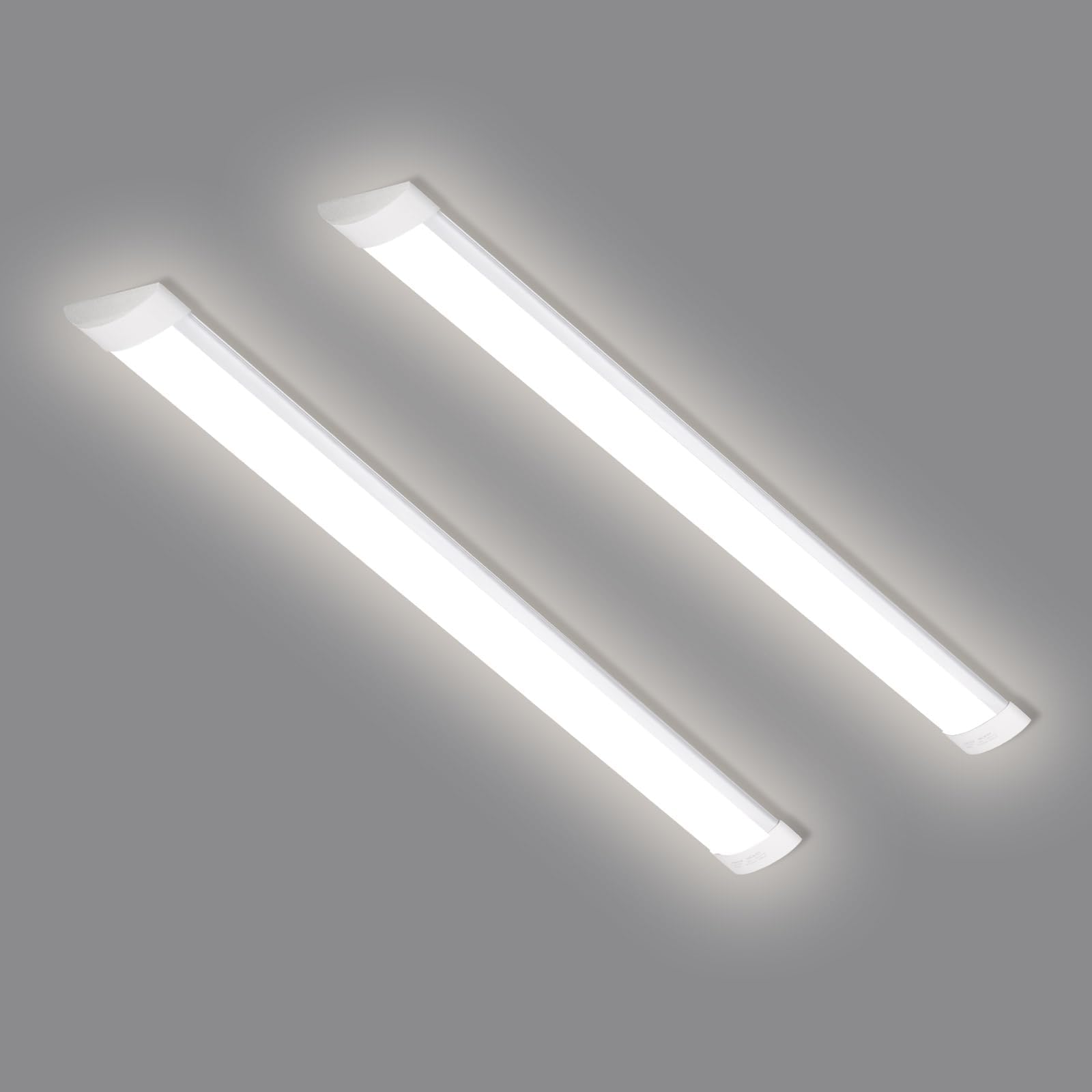 HUMIGA 2 Pack 4FT LED Batten Light, 40W 3600LM Slim Profile Wide Tube ...
