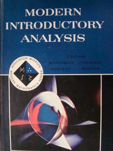 Modern Introductory Analysis (modern mathematics series): Books - Amazon.ca