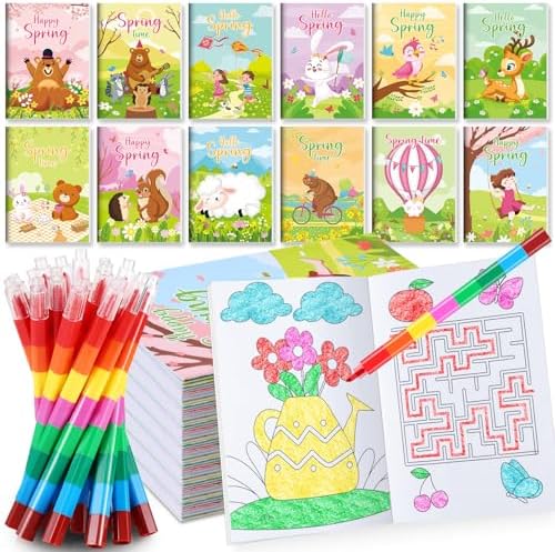 Amazon.com: BenLouis 12 Spring Mini Coloring Books Kids with 12 ...