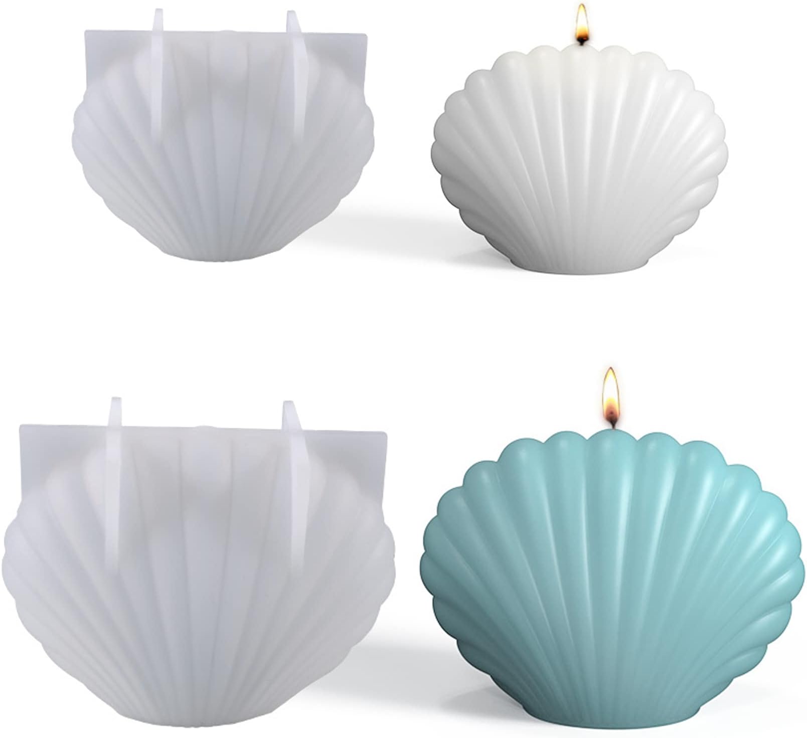 Amazon.com: 3D Shell Resin Molds Silicone 2 Size Seashell Epoxy Molds ...