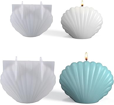 Amazon.com: 3D Shell Resin Molds Silicone 2 Size Seashell Epoxy Molds ...