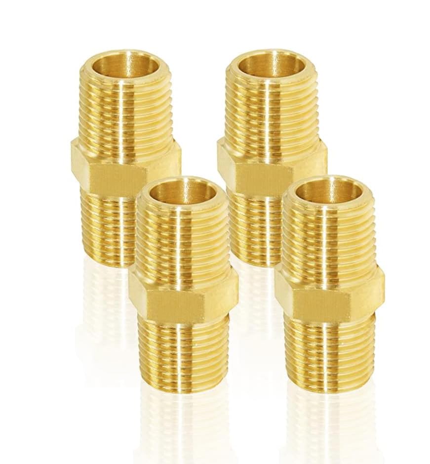 Amazon.com: Quirkmyn 4PCS Hex Brass Nipple 3/8"NPT Male X 3/8" NPT Male ...